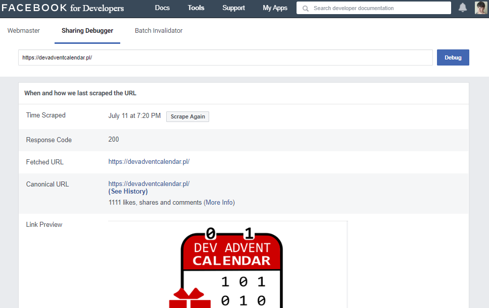Facebook debugger i Open Graph – Programmer-girl Weronika Mularczyk